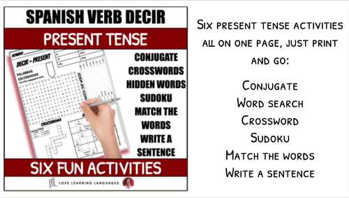 Spanish Verb DECIR Worksheets and Activities Bundle | TPT