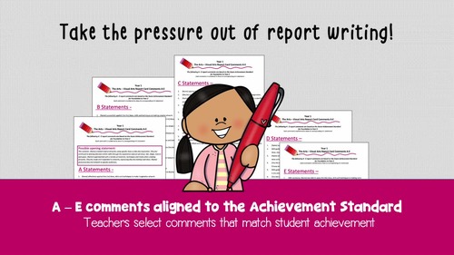 Australian Curriculum Year 1 Visual Arts Report Card Comments by ...