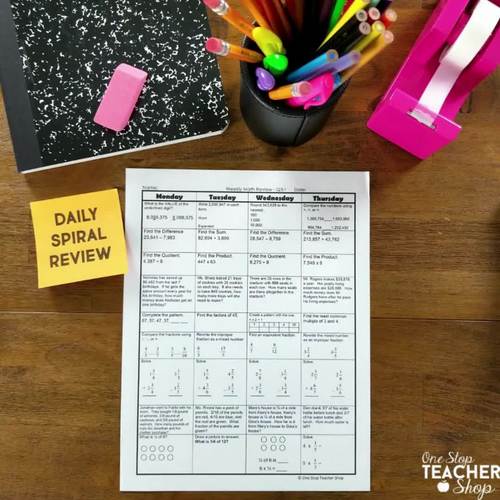 3rd Grade Math Spiral Review - Morning Work, Math Homework, or Warm Ups ...