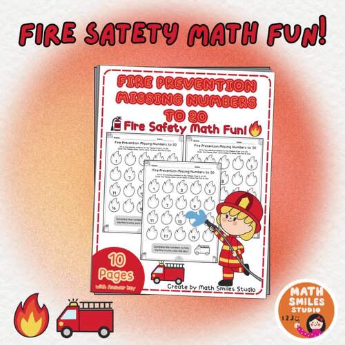 Fire Prevention Missing Numbers to 20 | Fire Safety Math Count, Fill ...