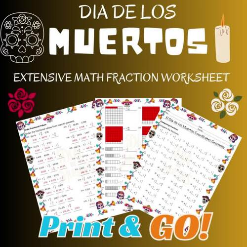 Día de los Muertos Day of the Dead Extensive Math Fractions Activities ...