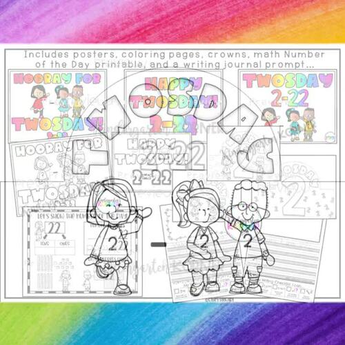 Twosday Activities for Kindergarten, 1st Grade | Math, Writing, Crowns ...