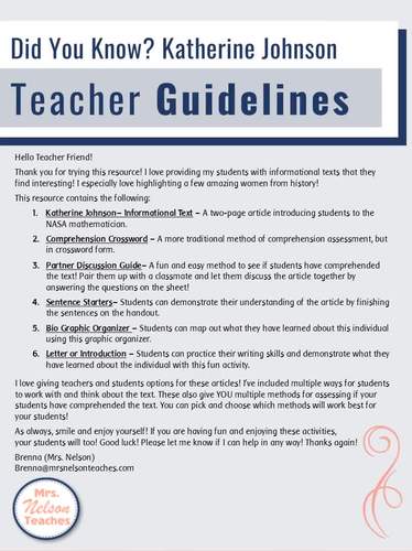 Katherine Johnson Black History Month Activity Middle School | TpT