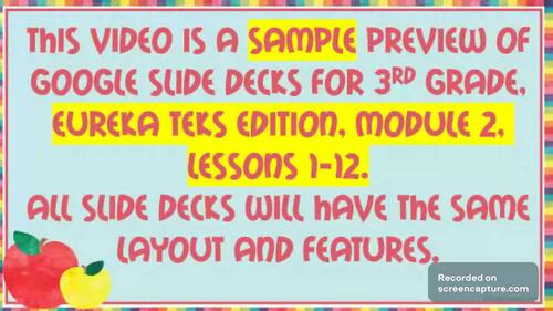 3rd Grade Eureka Math TEKS Edition Slide Decks Module 2, Lessons 1-12
