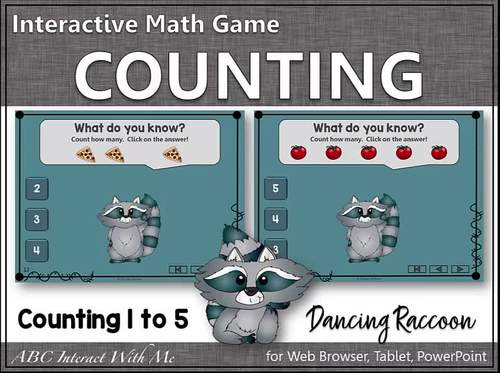 Counting to 5 Number Sense Interactive Math Game {Dancing Raccoon}