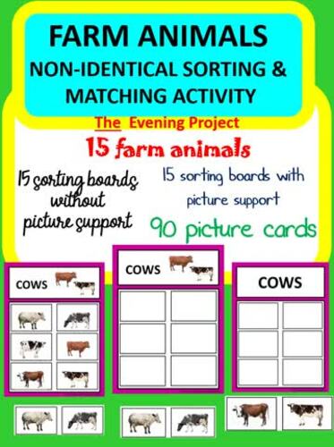 FARM ANIMALS NON-IDENTICAL SORTING & MATCHING ACTIVITY by THE EVENING ...