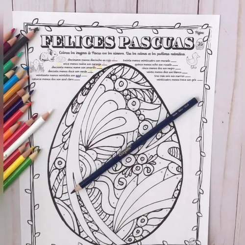 Spanish Easter Activities Color by Number | Pascua Springtime Coloring ...