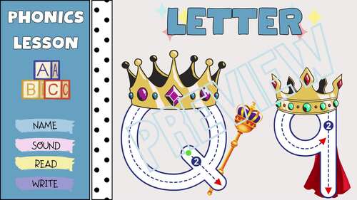 Phonics Letter 'Q' 'q' - Complete Workshop Model PowerPoint Lesson