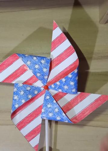 4th of July Craft Pinwheel Flag Day Activities American Coloring Star ...