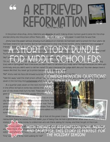 "A Retrieved Reformation," By O. Henry- Short Story Bundle for Middle ...