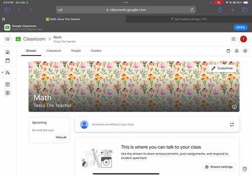 Watercolor Flowers ANIMATED GIF Google Classroom Banner Header SPRING