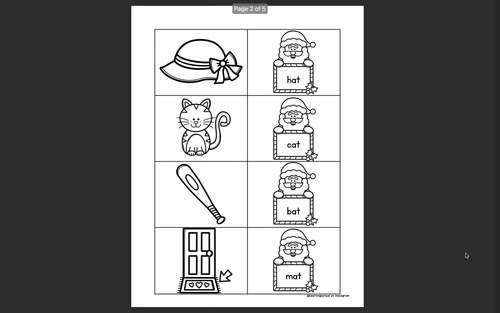 Christmas Phonics Activity "-at" CVC Words - PreK, Kindergarten, First ...