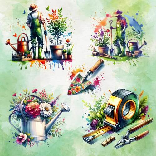 Spring Gardening Clipart | Garden Graphics | Garden Flowers by ELKS ART ...