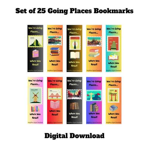 Set of 25 Going Places Bookmarks, Reading Takes You Places | TPT