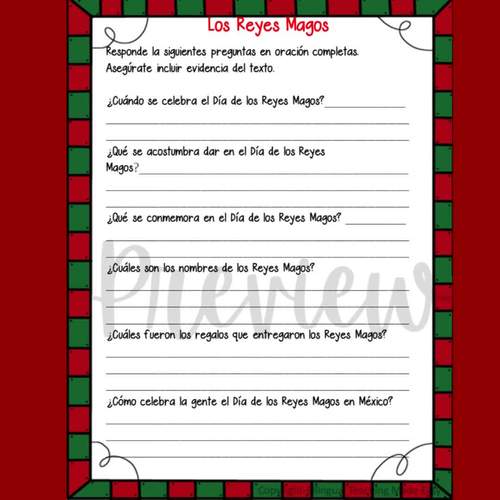 Fiestas Mexicanas: Día de Reyes – Pasaje de Comprensión Lectora | TPT