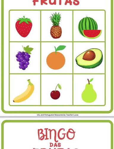 Bingo das Frutas em Português - Fruits Bingo in Portuguese | TPT