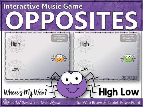 High and Low Melodic Direction Interactive Music Game {Where's My Web}