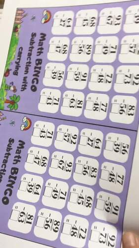 Subtraction with regrouping bingo | fun math game for 2nd-4th grade