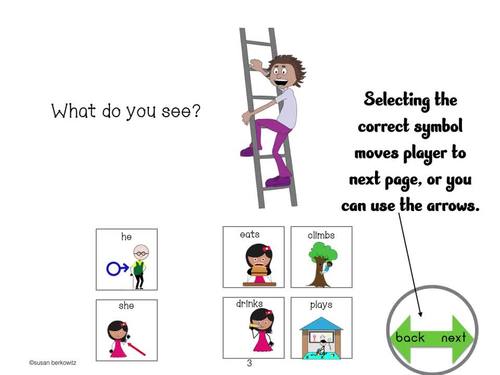 AAC Core Vocabulary Pronoun Verb Phrases Digital Activity for speech