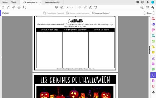 French Halloween Reading Comprehension - Les origines de l'Halloween