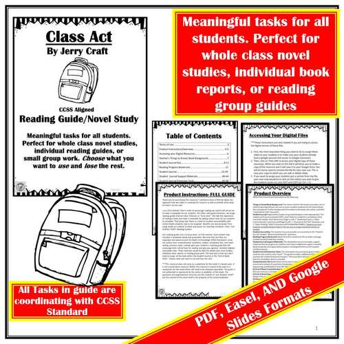 Class Act | Reading Guide | Book / Literature Novel Study | Graphic ...