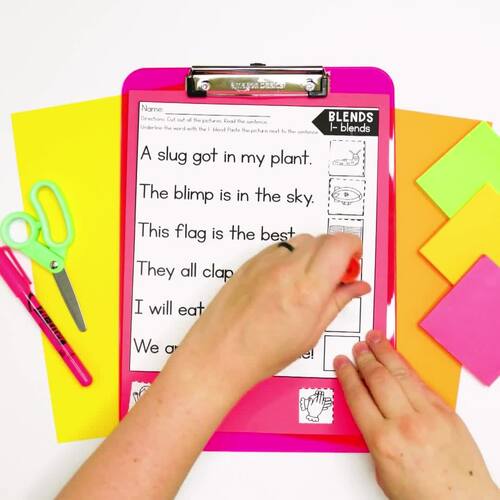 Decodable Long Vowels Cut and Paste Phonics Worksheets for Reading ...