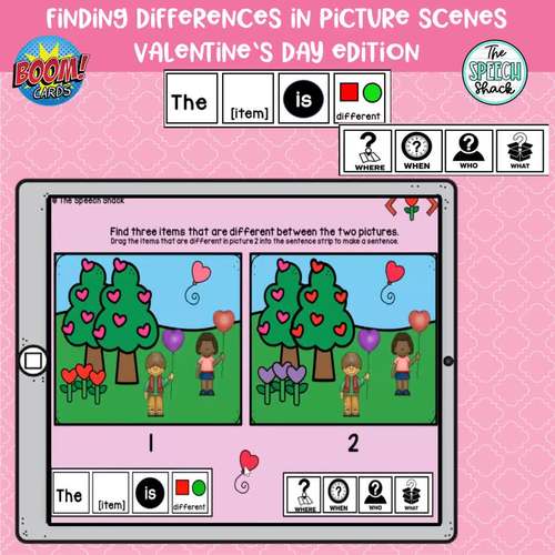 Valentine's Day language BOOM Cards™ - Spot the difference by The ...
