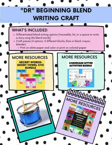 DR Beginning Consonant Blend Writing Craftivity - Phonics Writing & Craft