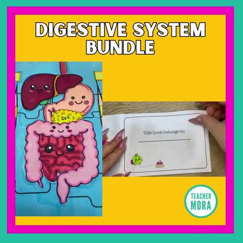 Kawaii Digestive System Cut and Paste Craft + Flipbook | Digestion Activity