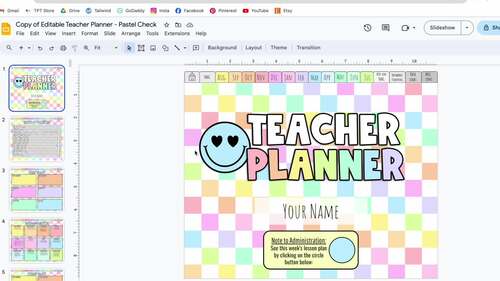 Digital Teacher Planner - EDITABLE - Pastel Checkered by Happy Educating