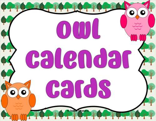 Owl Calendar Cards by Cindy's Treasures | TPT