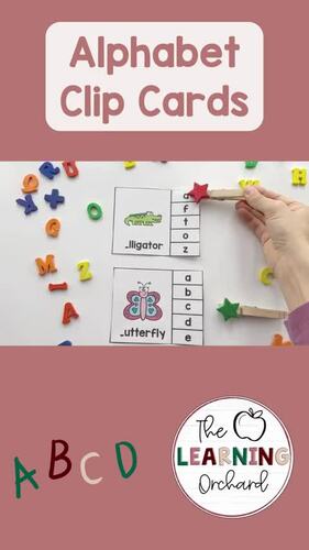 Alphabet Beginning Initial Sounds CLIP CARDS for Kindergarten Literacy ...