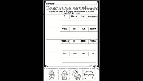 Building Sentences in Spanish | Construyo Oraciones y comprensión de ...