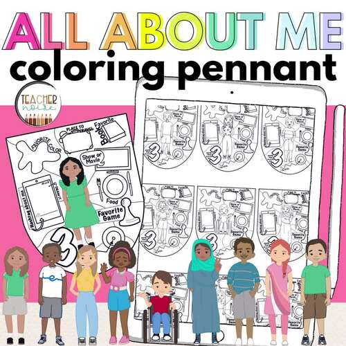 All About Me Printable Coloring Pages | Back to School, Coloring Pennant,