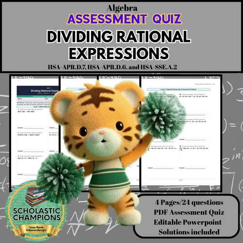 DIVIDING RATIONAL EXPRESSIONS - Algebra Assessment Quiz Test | TPT