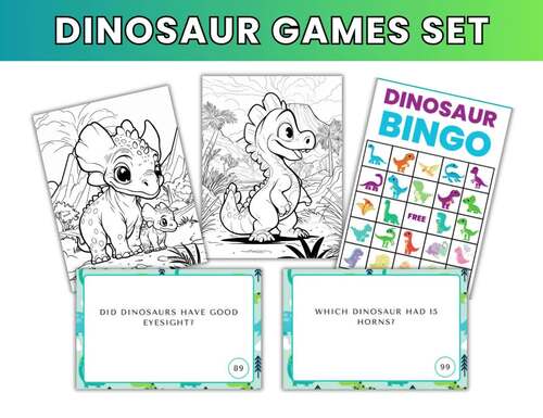 Dinosaur Printable Games Set– Dinosaur Trivia, Bingo, Word Searches ...
