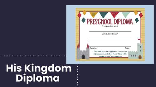 Religious Preschool Diploma / Editable Graduation Certificate / Castle ...