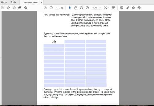 Pencil Box Name Tags | Name Plates For Primary Students Multiple Options