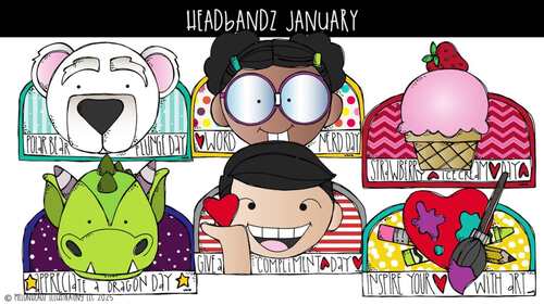 Headbandz clip art, January holidays, toppers COMBO PACK by Melonheadz ...