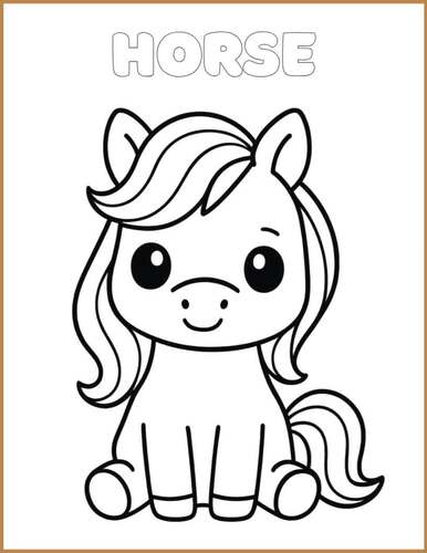 Horse Coloring Page | Farm Animal Worksheet | Printable PDF Poster for ...