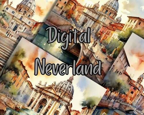 Watercolor Rome Digital Paper, Ancient Rome Inspired Digital Background