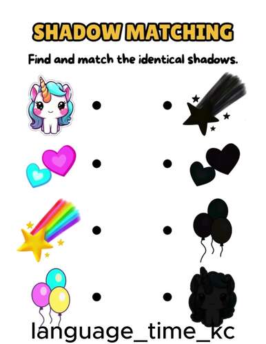 summer back to school digital Pages Printable shadow Matching worksheets