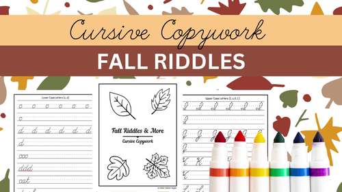 Cursive Copywork | Beginners Cursive Handwriting | Seasons: Fall Riddles