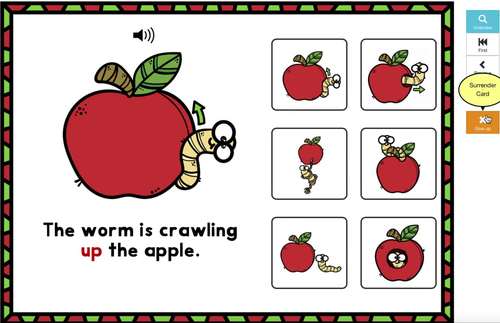 Prepositions with Apples | Boom Cards™ | Interactive Book | Digital