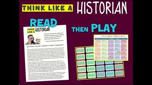 "THINK LIKE A HISTORIAN" JEOPARDY GAME WITH READING HANDOUTS AND ANSWER ...