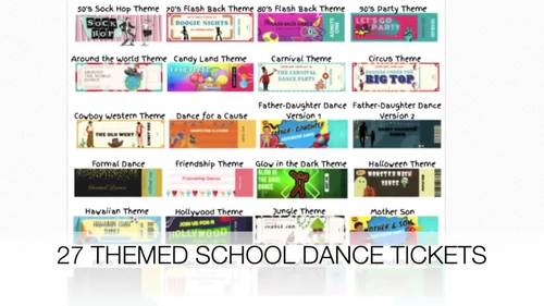 School Dance Tickets Printable For ASB | PTA | PTO Editable Template ...