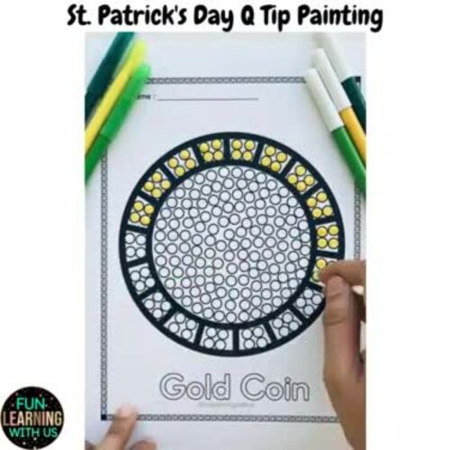 St Patricks Day Fine Motor Skill Q-Tip Painting by Fun Learning With Us