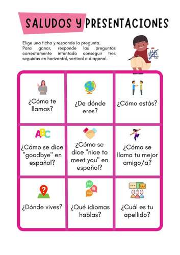SPANISH TIC TAC TOE 10 GAMES INCLUDED! A1 . TRES EN RAYA EN ESPAÑOL A1.