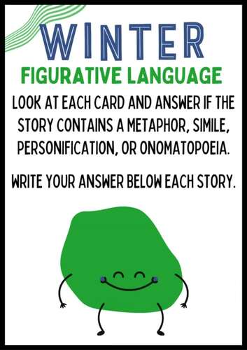 Winter figurative language | Figurative Language Task Cards - Short Stories Winter figurative language | Figurative Language Task Cards - Short Stories