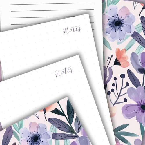 Lavender Floral Printable and Editable Notepad by Lheay's Creative Studio
